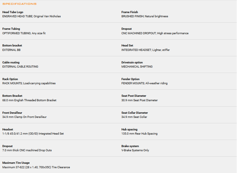 Van Nicholas Titanium Touring Bike Frames - Pedal Barn